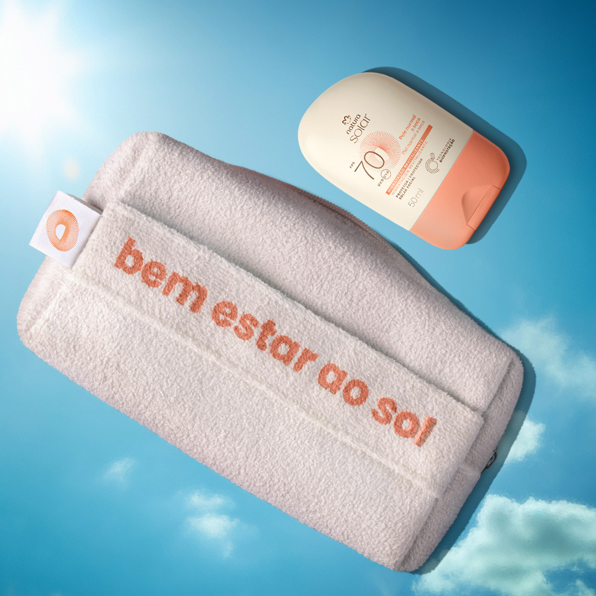 Kit Protetor Solar Facial Pele Normal a Seca FPS 70 e Nécessaire Natura ...